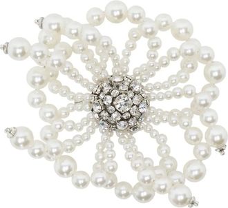 N°21 broche Flower à perles - Blanc
