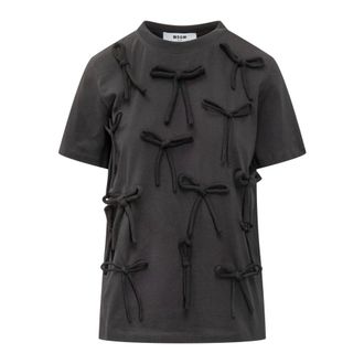 Msgm Msgm, Femme, Tops, Noir, Taille: 36 FR T-shirt Cady avec noeuds