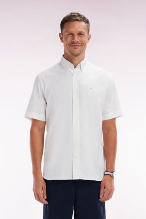 Eden Park Chemise &Agrave; Manches Courtes En Popeline De Coton Blanc Broderie Dos Cercl&eacute;e Rose