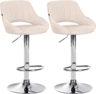 Clp Lot de 2 tabourets de bar Milet en tissu Cr&egrave;me M&eacute;tal chrom&eacute;