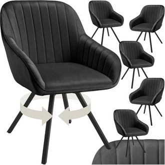 TecTake Lot de 6 Chaises de Salle &agrave; Manger Pivotantes Modernes Fauteuil Salon Velours Chaise Rembourr&eacute;e Confortable Chaise Design Meuble Salon pour Salle &agrave; Ma