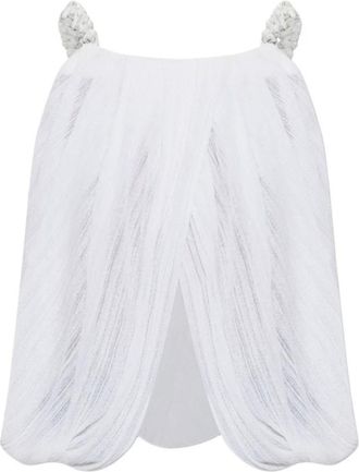 Balmain Femme, Tops, Blanc, Taille: 40 FR Blouse Orn&eacute;e de Perles