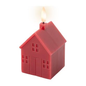 Lumineo LED Kerze Wachs rot/warmes Weiss 6x6x11,3cm