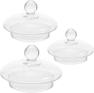 SOLUSTRE 3 St&uuml;ck Teiliges Glas Teekannen-deckel Ersatz-teekannen-glasdeckel mit Hitzebest&auml;ndigem Klarem Design und Komfortablem Knauf f&uuml;r Sichtbares Bl&uuml;tentee-
