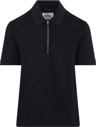 Jil Sander Homme, Tops, Bleu, Taille: XL Polo SS avec col tricot&eacute;