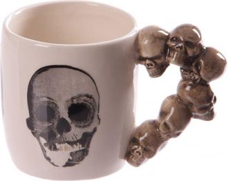 Puckator Stapel Totenkopf geformter Henkel Tasse aus Dolomit-Keramik