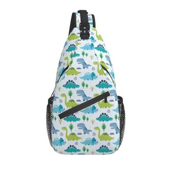 AOOEDM Dinosaurier-Schultertasche, niedlicher Dino, lässiger Crossbody-Schulterrucksack, Brust-Tagesrucksack für Männer, Frauen, Reisen, Sport, Wandern, Fitn