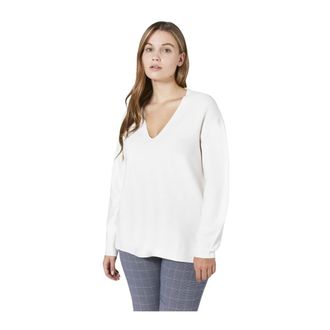 Elena Miro V-Ausschnitt Top - - Knitwear - Damen - Wei&szlig; - M