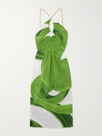 Themis.Z Artemis Golden Midikleid Aus Bedruckter Baumwolle Mit Kettendetails - Grün