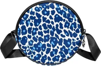 Generic Circle Sac &agrave; bandouli&egrave;re pour femme, petit sac &agrave; bandouli&egrave;re motif l&eacute;opard avec fermeture &eacute;clair, bretelles r&eacute;glables, sac &agrave; main rond d&eacute;contract&eacute; pou
