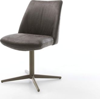 DELIFE Drehstuhl Elso-Flex Mikrofaser Anthrazit Vintage Fu&szlig;kreuz Effektfinish Titan 360&deg; drehbar Taschenfederkern, Esszimmerst&uuml;hle
