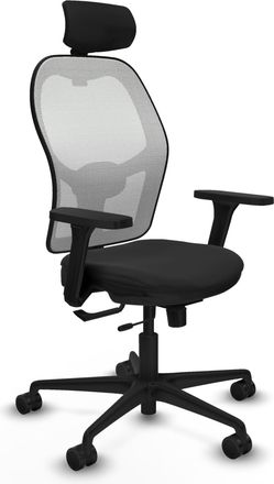 Piqueras y Crespo Ergonomischer verstellbarer Chorquera Stuhl mit 3D-Armen, h&ouml;henverstellbare Lendenwirbelst&uuml;tze und Kopfteil, h&ouml;henverstellbar und neigbar, Wei&szlig;/Schwar