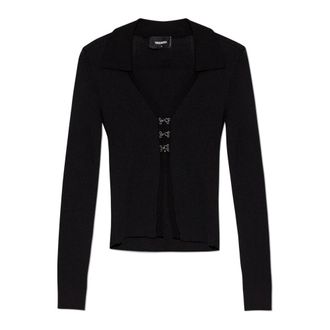 Dsquared2 Gerippter Cardigan - - Knitwear - Damen - Schwarzk - M