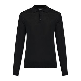 Dsquared2 Woll-Polo mit besticktem Logo - - Knitwear - Herren - Schwarzk - M
