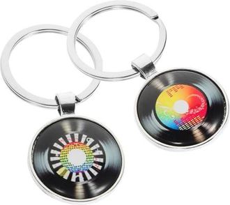 Supvox Porte-Cl&eacute;s Disque Vinyle 2 Pi&egrave;ces M&eacute;tal R&eacute;sistant Accessoire Suspendu pour Cl&eacute;s et Paquet &agrave; Dos Pr&eacute;sent pour Amateurs de Musique