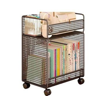 Generic Chariot De Rangement &Agrave; roulettes 2 Niveaux avec Panier Fruits Et L&eacute;gumes pour La Cuisines &Eacute;tag&egrave;re Cuisine pour, Le Garde-Manger Salle Bain(Black)