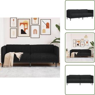 vidaXL The Living Store Sofa 3-Sitzer Schwarz Stoff - Sofas - 3-Sitzer Sofa - Wohnzimmersofa - Schwarzes Sofa - Polstersofa