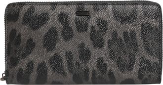 Dolce & Gabbana Schwarze Graue Leopardenleder Rei&szlig;verschluss-Umh&auml;ngetasche Continentale