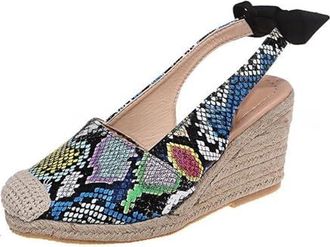Generic Sandales espadrilles compens&eacute;es pour femme - Tendance - Bout ferm&eacute; - Sandales &agrave; talons hauts - Confortables - Chaussures dext&eacute;rieur pour femme, camouf