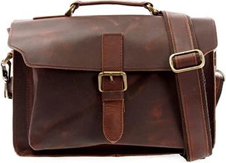 Leconi Petite sacoche en bandoulière Cuir look usé Sac dépaule Femmes & Hommes Sac en bandoulière Sac en cuir marron 31x20x10cm LE3023-wax