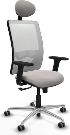 Piqueras y Crespo Wei&szlig;er Schreibtischstuhl Zulema mit 2D-Armlehnen, h&ouml;henverstellbarer Lendenwirbelst&uuml;tze und festem Kopfteil, ausgestattet mit 3 Positionen und Schneid