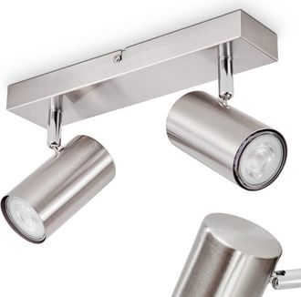 HOFSTEIN Deckenleuchte Javel, moderne Deckenlampe aus Metall in Nickel-matt/Chrom, 2 verstellbare Spots, 2 x GU10, ohne Leuchtmittel