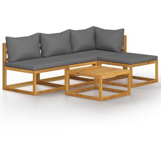 vidaXL Vidaxl - Salon de jardin 5 pcs avec coussin Bois dacacia solide