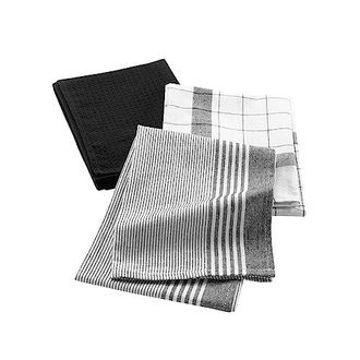 Douceur d'Intérieur Vibrato 3 Geschirrtücher (50 x 70 cm), Schwarz, gewebte Baumwolle
