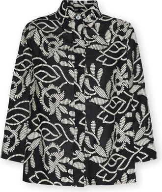 Elena Miro Femme, Blouses et Chemises, Noir, Taille: 48 FR Chemise en coton brod&eacute;