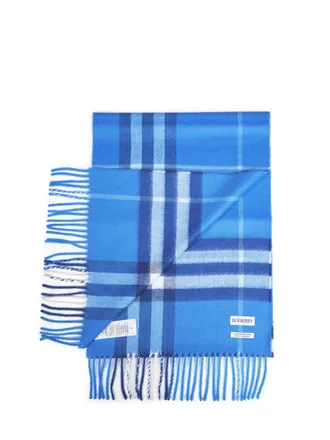 Burberry Cashmere Check Scarf - Blue