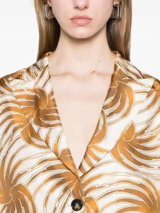 Alberto Biani Graphic-Print Silk Blazer - Ochre
