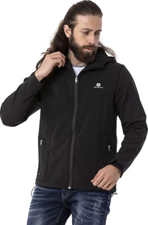 Cipo & Baxx Herren Mantel CJ285 Schwarz - Stylische Winterjacke im modernen Design mit warmem Innenfutter, abnehmbarer Kapuze und funktionalen Details f&uuml;r kalte T
