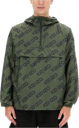 Kenzo Homme, Vestes, Vert, Taille: S All-Over Logo Anorak