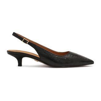 Kazar Schwarze Slingback-Pumps aus gepr&auml;gtem Leder - - Shoes - Damen - Schwarzk - 37 EU