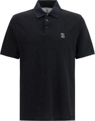 Brunello Cucinelli Klassisches Baumwoll-Polohemd - - Tops - Herren - Schwarzk - S