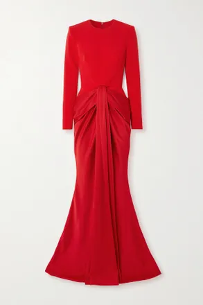 SAFiYAA Naira Robe Aus Cr&ecirc;pe Und Satin Mit Falten Und Raffungen - Rot