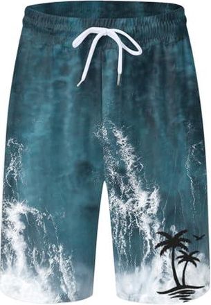 Generic Maillot de bain pour homme avec doublure en maille, poches short de plage, bleu clair, XXL