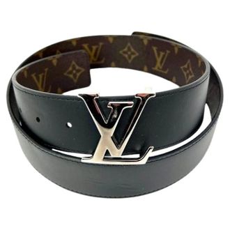Louis Vuitton Ceinture r&eacute;versible Pre-owned Initiales 40 mm en toile Monogram - Femme - Pre-owned - Noir - Taille: ONE Size
