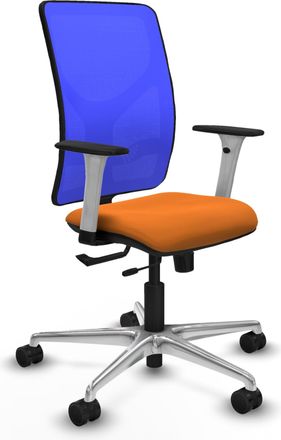 Piqueras y Crespo Einfacher Schreibtischstuhl mit wei&szlig;en und schwarzen Armlehnen, h&ouml;henverstellbare Lendenwirbelst&uuml;tze, ausgestattet mit Syncro/Traslack und Schneidesch