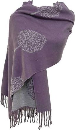 GFM Châle ou écharpe motif arbres de mûrier,..Mbshl-jmnbh-violet, L