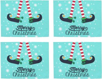 BESPORTBLE Weihnachts Tischsets 4 St&uuml;ck Baumwolle Leinen rutschfest Festliche Essmatten f&uuml;r Party und Tischdekoration
