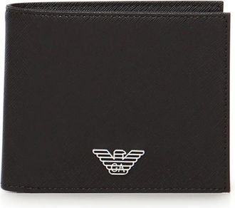 Emporio Armani Homme, Accessoires, Brun, Taille: ONE Size ASV portefeuille &agrave; deux volets Saffiano r&eacute;g&eacute;n&eacute;r&eacute;