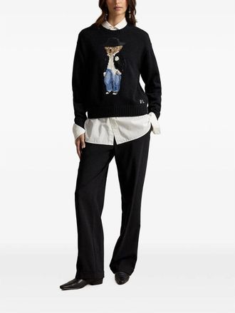 Ralph Lauren Intarsia Polo Bear Motif Sweater - Black