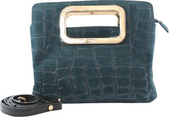 My Best Bags Firenze Handtasche aus Wildleder- Krokopr&auml;gung und Leder - - Bags - Damen - Gr&uuml;n - ONE SIZE