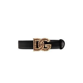 Dolce & Gabbana Kalbslederg&uuml;rtel mit DG-Logo - - Accessories - Damen - Schwarzk - 75 CM