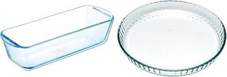 Pyrex Bake & Enjoy - Moule &agrave; Cake en Verre 28 cm & 1040901 Bake & Enjoy Moule &agrave; Tarte en verre &Oslash; 25 cm