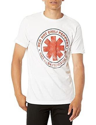 Red Hot Chili Peppers T-Shirt Officiel avec Logo délavé pour Homme, Blanc, S