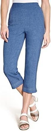 Damart Pantacourt Droit Tissu Textur&eacute; pour Femme, Coupe Ample, Bleu, 52