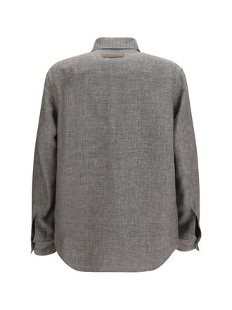 Ermenegildo Zegna Cashmere, Linen, and Silk Blend Overshirt - Gray