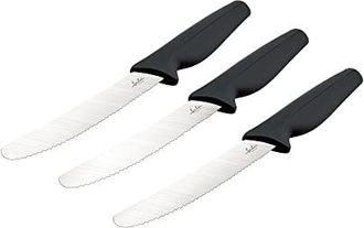 Jata Hogar HACC4508 Küchenmesser-Set, 3-teilig, ESSENTIAL: Tomater, Brotkasten und Tisch, Edelstahl, ergonomischer Griff, spülmaschinenfest, Linie Azabache
